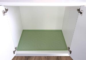 kaze silicone under sink mat – kitchen cabinet containment mat for bathroom sink drip tray liner water leak protection (33 inch width cabinet, jade)