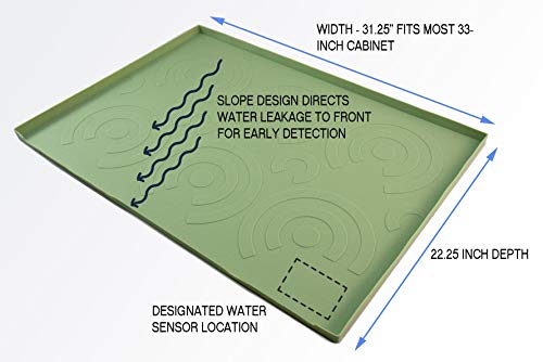 Kaze Silicone Under Sink Mat - Kitchen Cabinet Containment Mat for Bathroom Sink Drip Tray Liner Water Leak Protection (33 inch width cabinet, Jade)