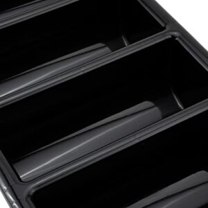 RW Clean 21.9 x 14.2 x 3.5 Inch Silverware Organizer, 1 Crack-Resistant Cutlery Tray - 4 Compartments, Built-In Handles, Black Plastic Utensils Drawer Holder, Wrap-Resistant, For Kitchen Organization