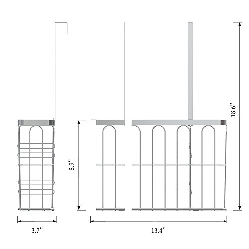 ULFR Over The Cabinet Door Kitchen Storage Organizer Basket, Space Saving Drawer Grid Holder for Cleaning Supplies, Bottles, Board, Chrome Finish with an Easy to Install Divider