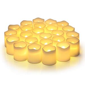 shymery flameless votive candles,flameless flickering electric fake candle,24 pack 200+hour battery operated led tea lights in warm white for wedding,table,festival,halloween,christmas decorations