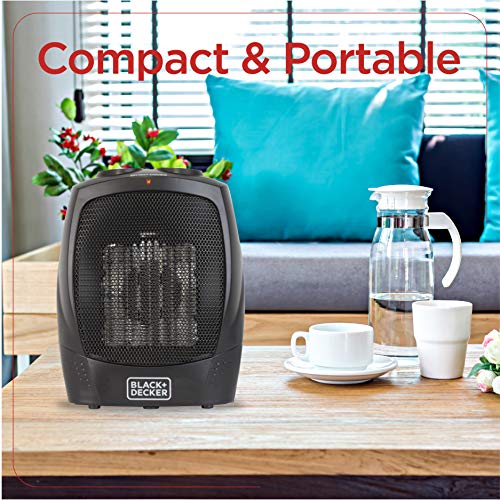 BLACK+DECKER Portable Space Heater, 1500W Room Space Heater with Carry Handle for Easy Transport