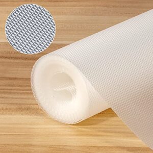 kekestar shelf liners for kitchen cabinets, non-slip drawer liner non-adhesive 12 inches x 20 ft waterproof oil proof washable refrigerator mat cupboard, white, 01