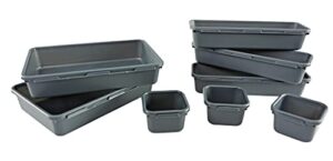 home-x connecting organizer trays, set of interlocking adjustable trays for organizing office supplies and kitchen utensil drawers, set of 8, 3 sizes, gray