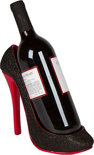 Hilarious Home 8.5"x 3.5''x 7" High Heel Wine Bottle Holder - Stylish Conversation Starter Wine Rack (Black)