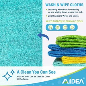 AIDEA Microfiber Cleaning Cloths-8PK, All-Purpose Softer Highly Absorbent, Lint Free - Streak Free Wash Cloth for House, Kitchen, Car, Window, Gifts(12in.x 12in.)