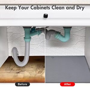 Jitner Under Sink Mat for Kitchen Waterproof, 34" x 22" Silicone Under Sink Tray, Flexible Sink Cabinet Protector Mats with Drain Hole for Kitchen ＆ Bathroom, Hold up to 3 Gallons Liquid