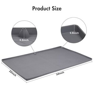 Jitner Under Sink Mat for Kitchen Waterproof, 34" x 22" Silicone Under Sink Tray, Flexible Sink Cabinet Protector Mats with Drain Hole for Kitchen ＆ Bathroom, Hold up to 3 Gallons Liquid