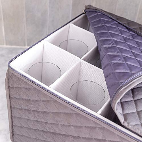 Wine Glass Storage - Protective Container Box for Stemware - Holds 12 Red or White Wine Glasses - Padded Glassware Storage Case with Dividers, Great for Protecting or Moving Tall Glassware.