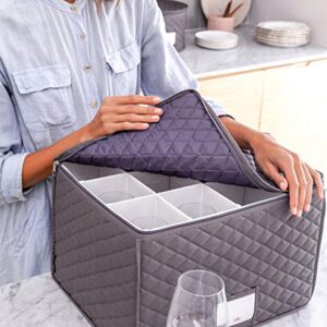 Wine Glass Storage - Protective Container Box for Stemware - Holds 12 Red or White Wine Glasses - Padded Glassware Storage Case with Dividers, Great for Protecting or Moving Tall Glassware.