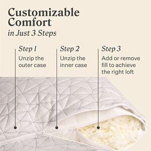 Coop Home Goods Original Loft Pillow Queen Size Bed Pillows for Sleeping - Adjustable Cross Cut Memory Foam Pillows - Medium Firm Back, Stomach and Side Sleeper Pillow - CertiPUR-US/GREENGUARD Gold