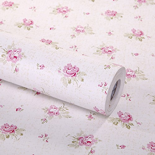 GLOW4U Decorative Floral Contact Paper Self Adhesive Drawer Shelf Liner Removable Peel and Stick Wallpaper for Shelves Drawer Furniture Wall Decoration 17.7x78.7 Inches