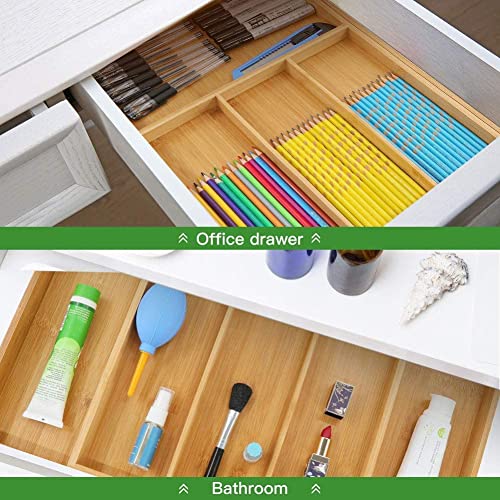 Bamboo Drawer Organizer for Kitchen, Expandable Utensil Tray,Wooden Drawer Divider Organizer