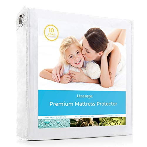 Linenspa Waterproof Smooth Top Premium Twin Mattress Protector, Breathable & Hypoallergenic Twin Mattress Covers - Packaging may vary