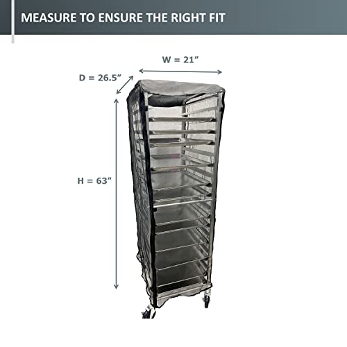 Formosa Covers | Bun Pan Rack Cover Durable Long-Lasting for Proofing Protecting Storage for Food Sheet Pan Service Baked Goods Commercial Grade, 20 Tier, 26"W x 21"D x 63"H (Breathable Mesh, Black)