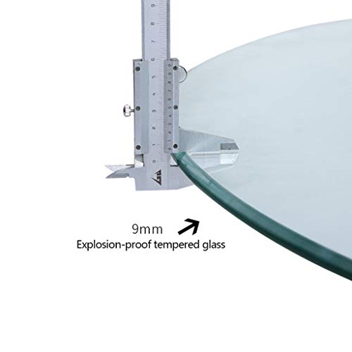 Hermsi 80 cm (30 inch) Tempered Glass Lazy Susan Turntable, Round Tabletop Rotating Serving Tray for Dining Table - Transparent