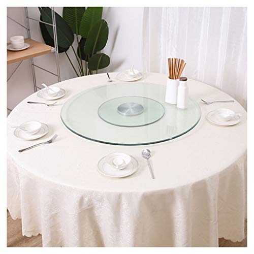 Hermsi 80 cm (30 inch) Tempered Glass Lazy Susan Turntable, Round Tabletop Rotating Serving Tray for Dining Table - Transparent