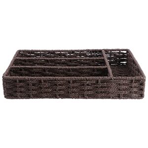 cabilock rattan flatware basket kitchen utensil drawer organizer with dividers natural wicker serving basket flatware cutlery organiser tray for flatware and kitchen utensils