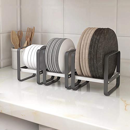 Kitchen Cabinet Storage Shelves Plates Dishes Chopping Board Storage Rack Bowl Cup Holder Multifunction Kitchen Closet Organizer (2PCS L)