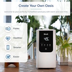 LEVOIT OasisMist Smart Cool and Warm Mist Humidifiers for Bedroom Large Room Home, Auto Customized Humidity, Ultrasonic Top Fill Oil Diffuser for Baby and Plants, Quiet, 4.5L, White