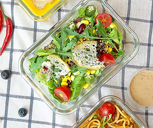 M MCIRCO [8-Pack,30 oz] Glass Meal Prep Containers,Glass Food Storage Containers,Airtight Glass lunch Containers with Lids - BPA-Free Microwave, Oven, Freezer and Dishwasher