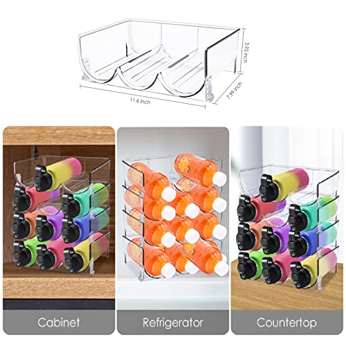 4 Tier Water Bottle Organizer for Cabinet, Can Organizer for Pantry, Water Bottle Holder for Kitchen Cupboard Office, Each Tier Cabinet Organizer Holds 3 Containers