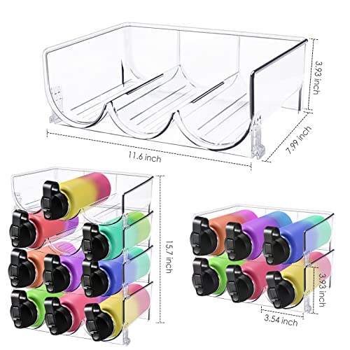 4 Tier Water Bottle Organizer for Cabinet, Can Organizer for Pantry, Water Bottle Holder for Kitchen Cupboard Office, Each Tier Cabinet Organizer Holds 3 Containers