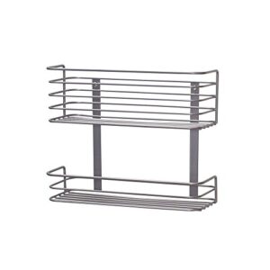 household essentials 1228-1 double basket door mount cabinet organizer | mounts to solid cabinet doors or wall