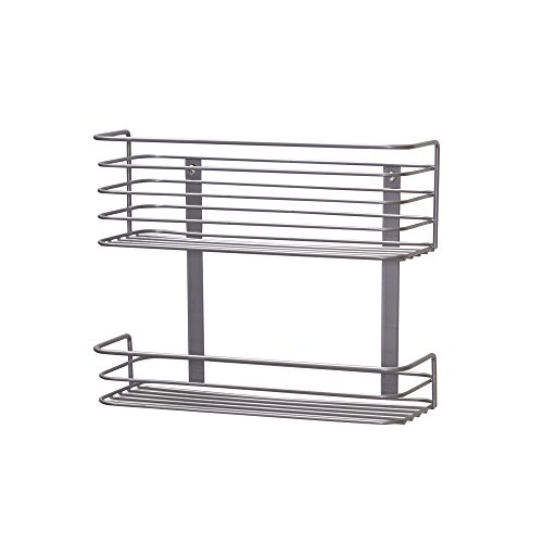 Household Essentials 1228-1 Double Basket Door Mount Cabinet Organizer | Mounts to Solid Cabinet Doors or Wall