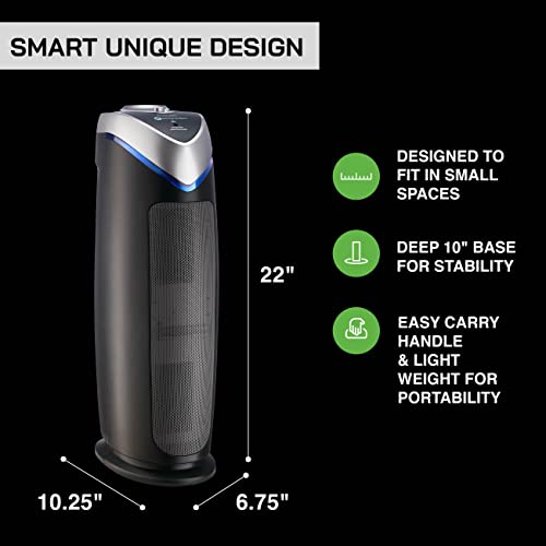 Germ Guardian Air Purifier with HEPA 13 Filter, Removes 99.97% of Pollutants, Covers Large Room up to 743 Sq. Foot Room in 1 Hr, UV-C Light Helps Reduce Germs, Zero Ozone Verified, 22", Black, AC4825E