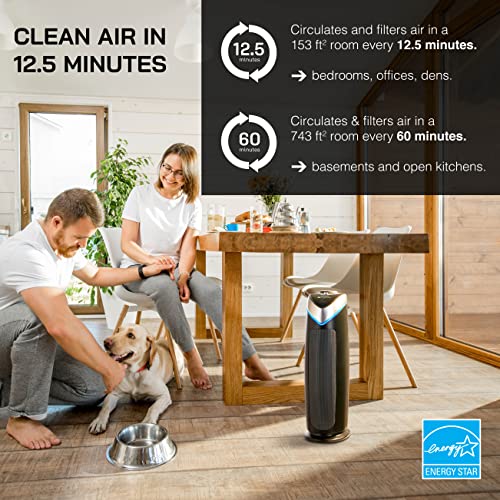 Germ Guardian Air Purifier with HEPA 13 Filter, Removes 99.97% of Pollutants, Covers Large Room up to 743 Sq. Foot Room in 1 Hr, UV-C Light Helps Reduce Germs, Zero Ozone Verified, 22", Black, AC4825E