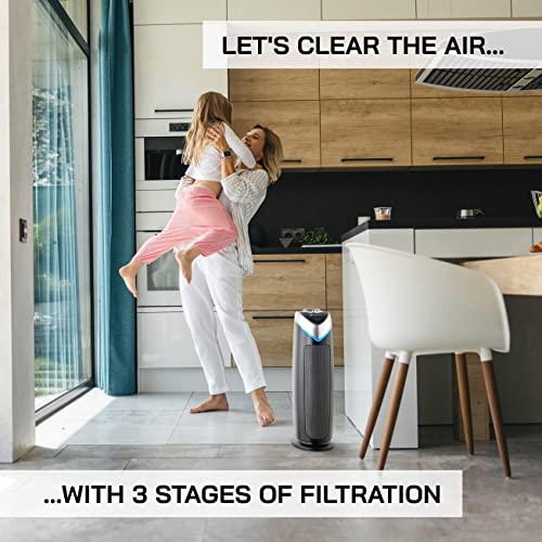 Germ Guardian Air Purifier with HEPA 13 Filter, Removes 99.97% of Pollutants, Covers Large Room up to 743 Sq. Foot Room in 1 Hr, UV-C Light Helps Reduce Germs, Zero Ozone Verified, 22", Black, AC4825E