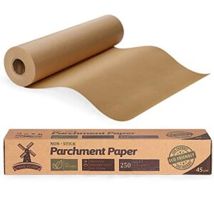 unbleached parchment paper for baking, 15 in x 200 ft, 250 sq.ft, baking paper, non-stick parchment paper roll for baking, cooking, grilling, air fryer and steaming