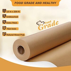 Unbleached Parchment Paper for Baking, 15 in x 200 ft, 250 Sq.Ft, Baking Paper, Non-Stick Parchment Paper Roll for Baking, Cooking, Grilling, Air Fryer and Steaming