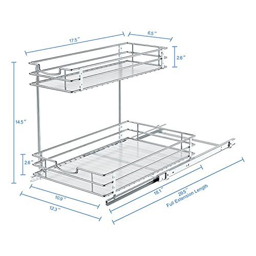 Under Sink Organizer and Storage, Auledio Under the Sink Organizer Pull Out Cabinet Organizer, 2 Tier Under Cabinet Storage Chrome Cabinet Pull Out Shelves for Kitchen, Bathroom