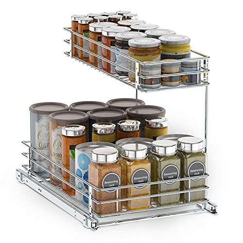 Under Sink Organizer and Storage, Auledio Under the Sink Organizer Pull Out Cabinet Organizer, 2 Tier Under Cabinet Storage Chrome Cabinet Pull Out Shelves for Kitchen, Bathroom