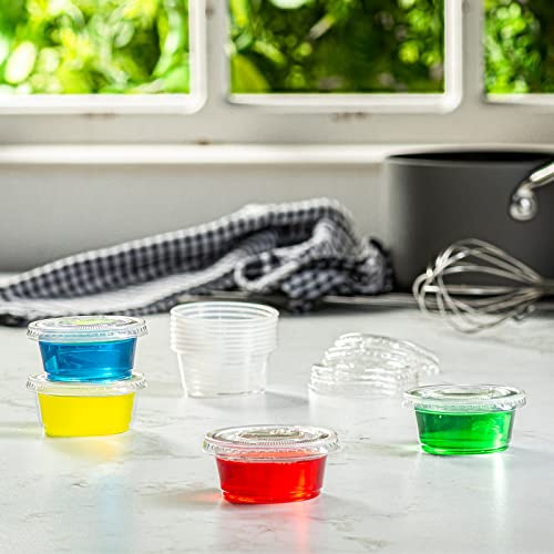 Comfy Package [200 Sets - 2 oz.] Plastic Disposable Portion Cups with Lids, Souffle Cups, Jello Cups