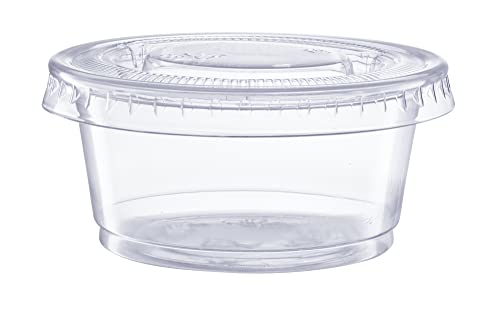 Comfy Package [200 Sets - 2 oz.] Plastic Disposable Portion Cups with Lids, Souffle Cups, Jello Cups