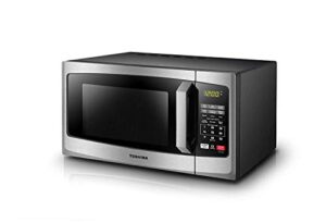 toshiba em925a5a-ss countertop microwave oven, 0.9 cu ft with 10.6 inch removable turntable, 900w, 6 auto menus, mute function & eco mode, child lock, led lighting, stainless steel