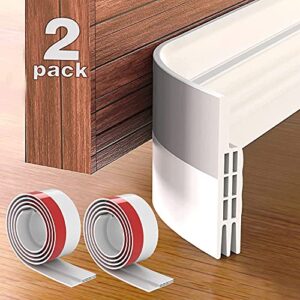 grotheory 2 pack door draft stopper under door seal, 39″ l door sweep for exterior & interior doors, door draft blocker dust and noise insulation weather stripping draft guard insulator, white