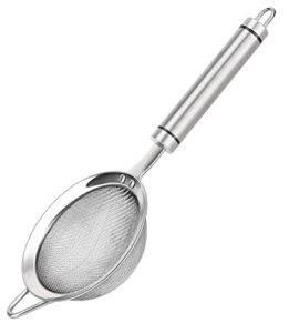 sunwukin 304 stainless steel fine mesh strainers for kitchen, colander-skimmer with handle, sieve sifters for food, tea, rice, oil, noodles, fruits, vegetable