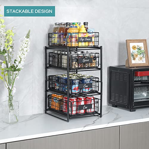 Under Sink Organizers and Storage, Pull Out Under Bathroom Cabinet Organizer with Sponge Holder, Sliding Out Closet Organizer and Storage Basket Drawer for Kitchen Cabinet Bathroom Counter Undersink