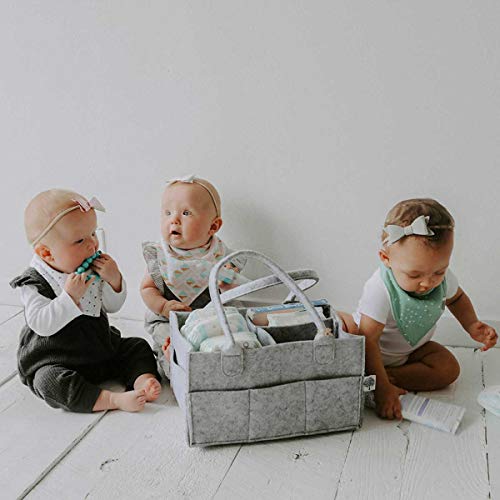 Parker Baby Diaper Caddy - Nursery Storage Bin and Car Organizer for Diapers and Baby Wipes - Grey