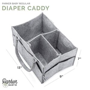 Parker Baby Diaper Caddy - Nursery Storage Bin and Car Organizer for Diapers and Baby Wipes - Grey