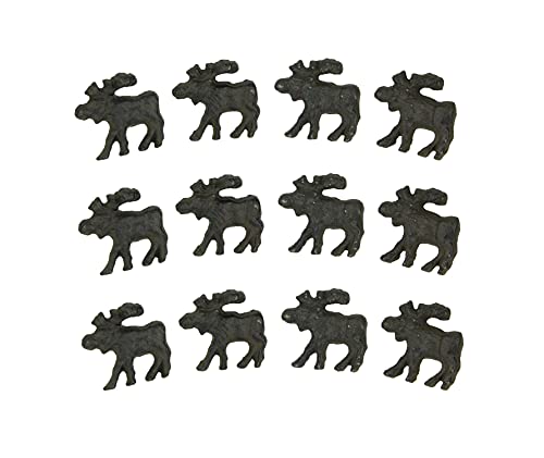 Zeckos Rustic Brown 12 Piece Cast Iron Moose Drawer Pull Cabinet Knob Set