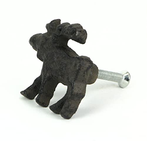 Zeckos Rustic Brown 12 Piece Cast Iron Moose Drawer Pull Cabinet Knob Set