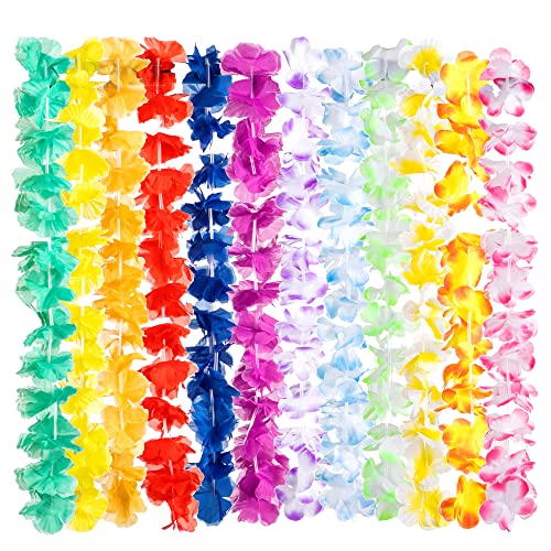 Joyin Toy 36 Counts Hawaiian Leis Bulk, Tropical Flower Lei Hawaiian Lei Beach Hawaii Luau Party Favors Decoration Birthday Party Supplies(3 Dozen)