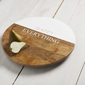 Mud Pie Happy Everything Wooden Lazy Susan, 16 1/2" Dia, Brown/White