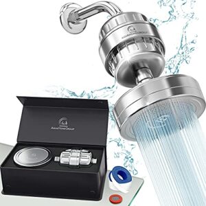 aquahomegroup luxury filtered shower head set 20 stage shower filter for hard water removes chlorine and harmful substances – showerhead filter high output