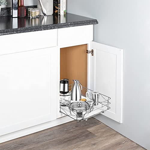 YOUEON Pull Out Cabinet Organizer, 16.5 x 12.5 x 3.2 Inch Cabinet Pull Out Shelves, Heavy Duty Pull Out Drawers for Kitchen, Bathroom, Requires at Least a 13 Inch Cabinet Opening, Chrome Finish